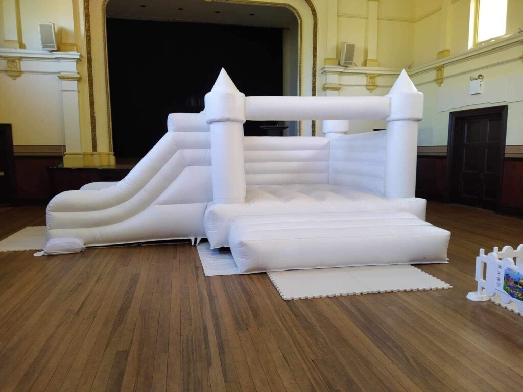 White Jumping Castle With or Without Slide - All For Kids Party Hire